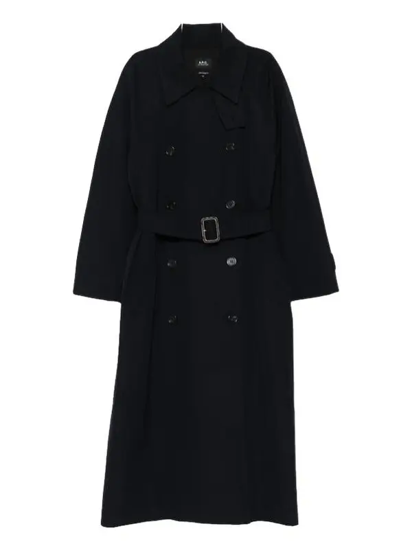 A.p.c. Belted Double-breasted Trench Coat - Blue