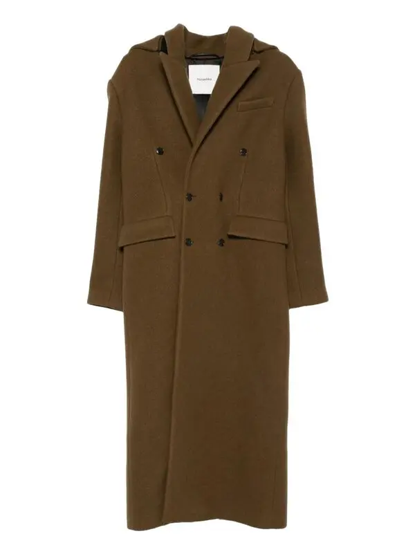 Nanushka Double-breasted Detachable Hood Coat - Brown