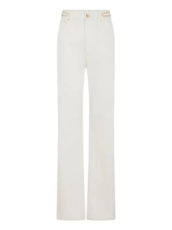 Rabanne Embellished Flared Denim Jeans - White