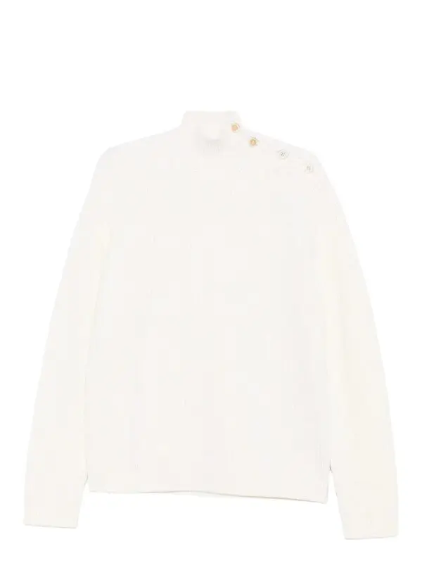 Prada Knitted Turtleneck Jumper With Button Detailing - White