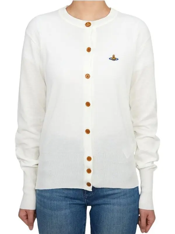 VIVIENNE WESTWOOD Long-sleeved Knitted Cardigan - White