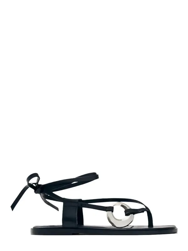 ALOHAS Morosia Flat Sandals With Metallic Detail - Black