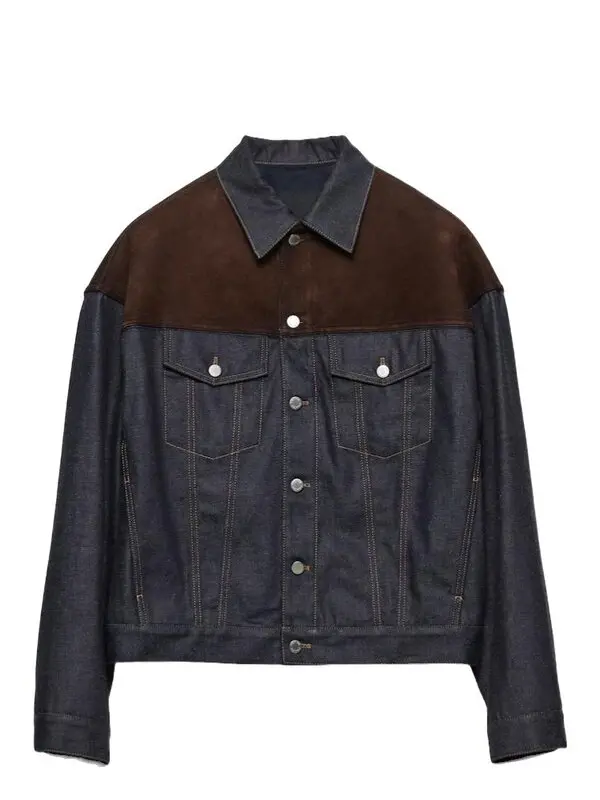 Prada Panelled Denim Jacket - Blue