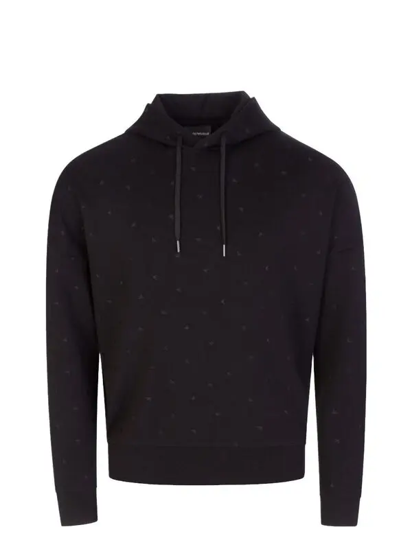Emporio Armani Embroidered Logo Hoodie - Black