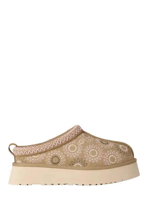 UGG Embroidered Platform Mules - Mustard Seed Color