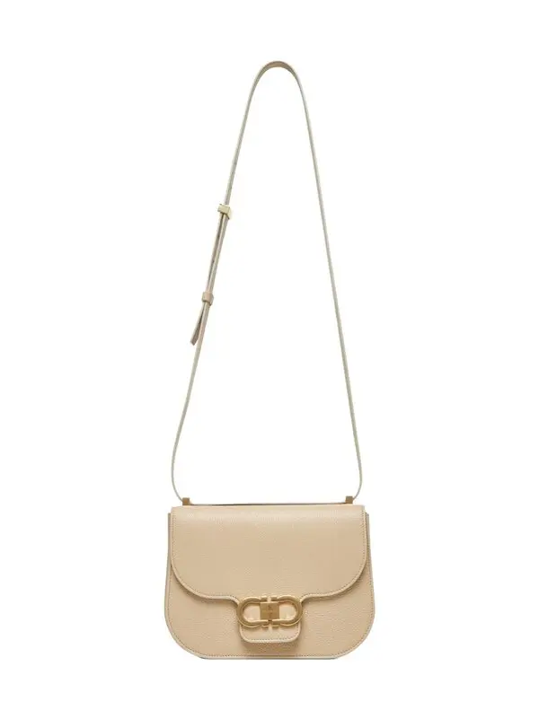 FERRAGAMO Double Gancini Crossbody Bag - Nude