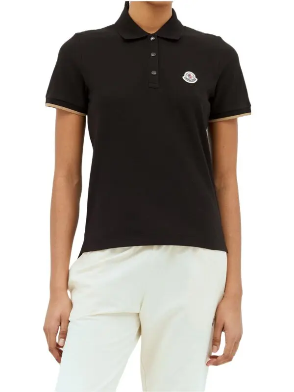 Moncler Logo Embroidered Polo Shirt - Black