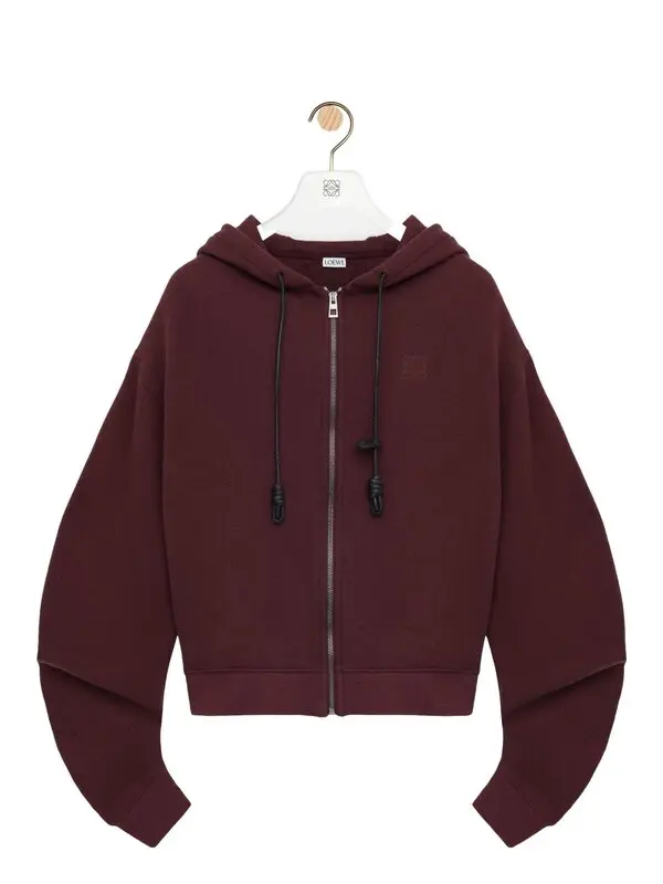 Loewe Zip Hooded Sweater - Deep Burgundy Red
