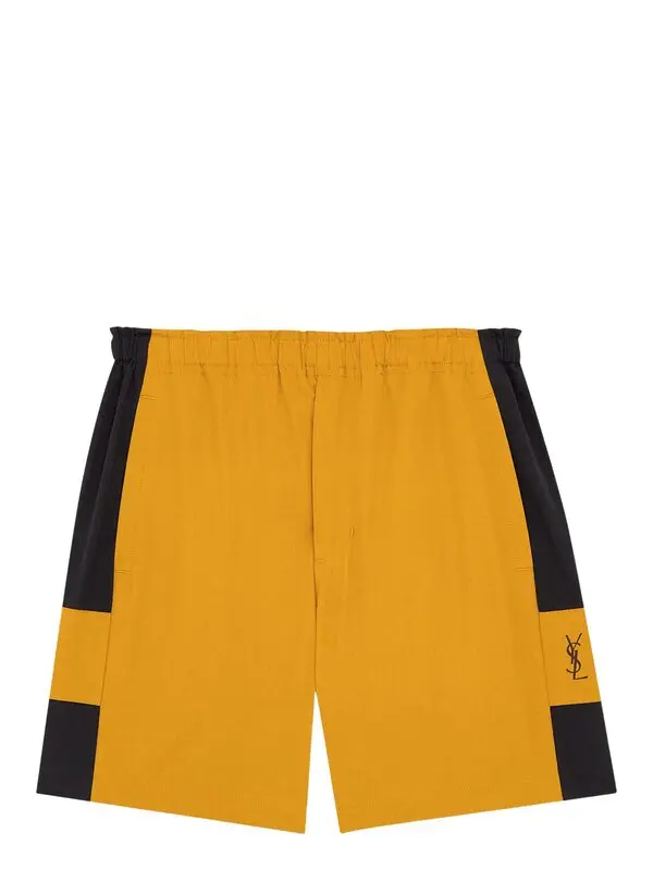 Saint Laurent Cassandre Color-block Bermuda Shorts - Curry/black