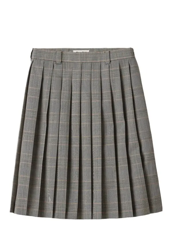 Miu Miu Prince Of Wales Check Pleated Skirt - Gray