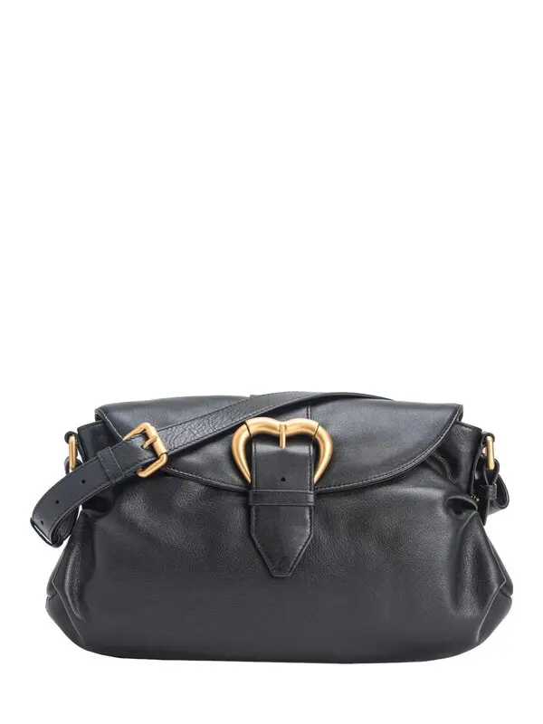 Pinko Classic Jolene Shoulder Bag With Heart Buckle - Black
