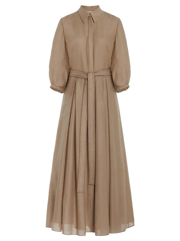 Gabriela Hearst Andy Belted Midi Shirt Dress - Brown