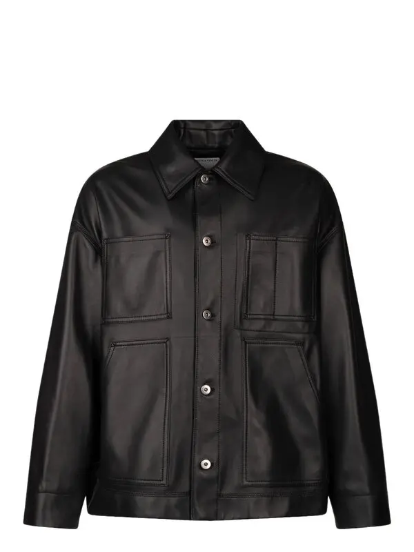 Bottega Veneta Leather Pocket Jacket - Black