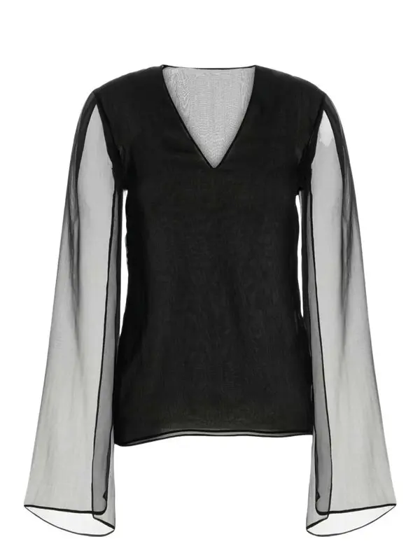Alberta Ferretti V-neck Bell Sleeve Top - Black