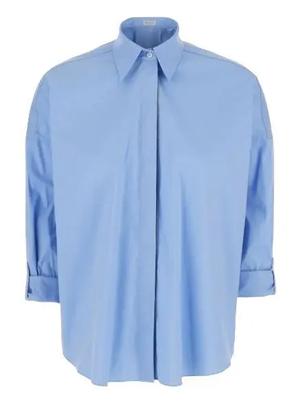 Brunello Cucinelli Embellished Long Sleeved Shirt - Light Blue
