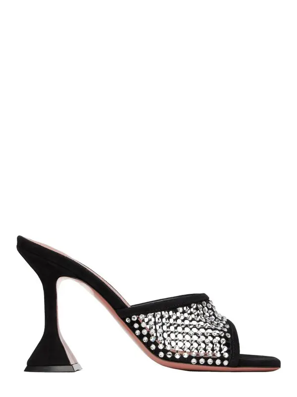 Amina Muaddi Lupita Crystal Mesh High-heeled Sandals - Black
