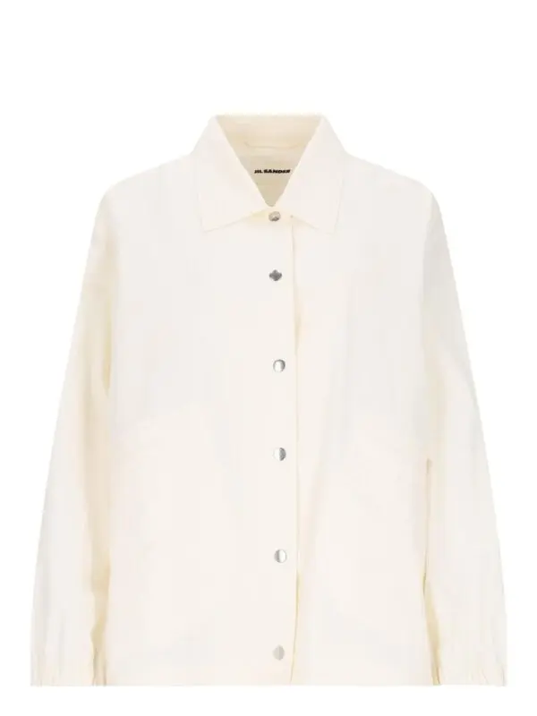 JIL SANDER Logo-printed Textured Casual Jacket - White