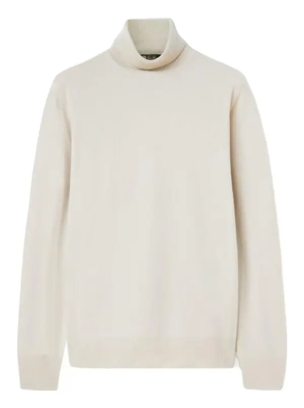 Loro Piana Long-sleeved Cashmere Turtleneck Sweater - White