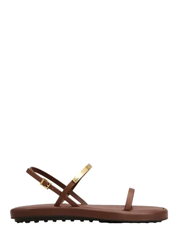 TOD'S Ankle Strap Sandals With Logo Detail - Brown