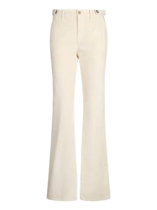 Liu Jo Velvet Bootcut Trousers With Jeweled Buttons - White