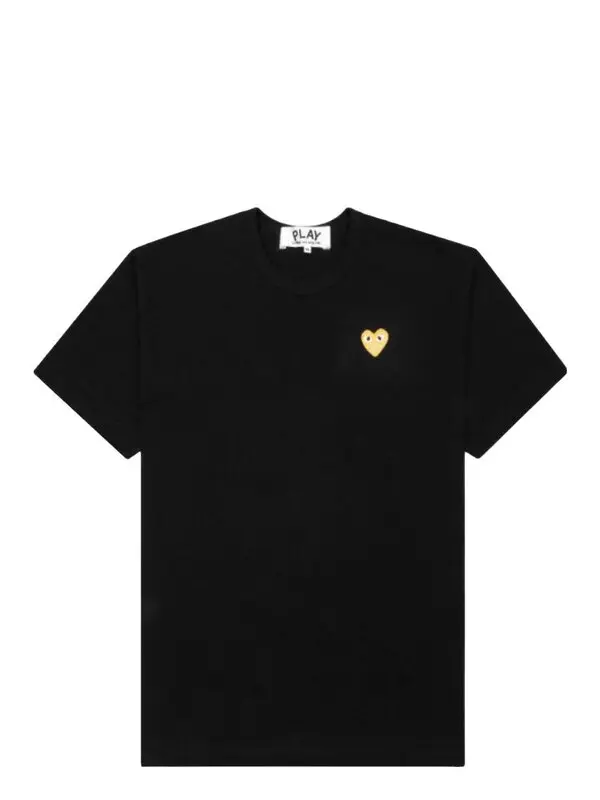 Play Comme Des Garcon Logo Embroidered Crew Neck T-shirt - Black