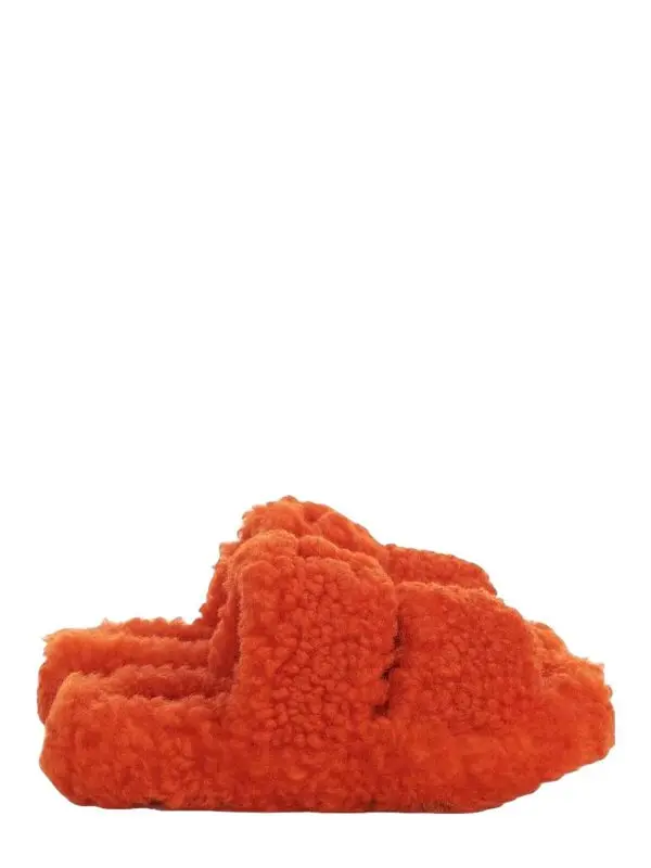 Celine Shearling Fur Slides - Orange