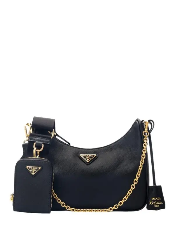 Prada Re-edition 2005 Zipper Shoulder Bag - Black