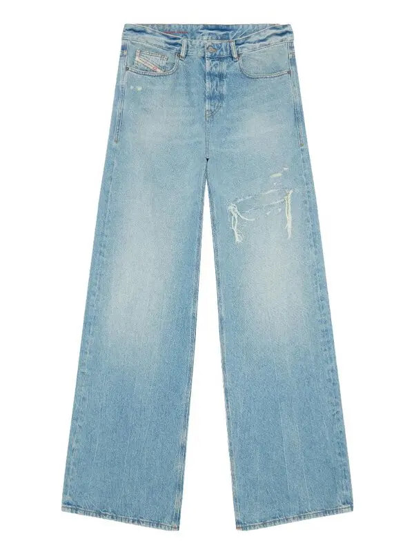 DIESEL® Wide-leg Distressed Jeans - Blue