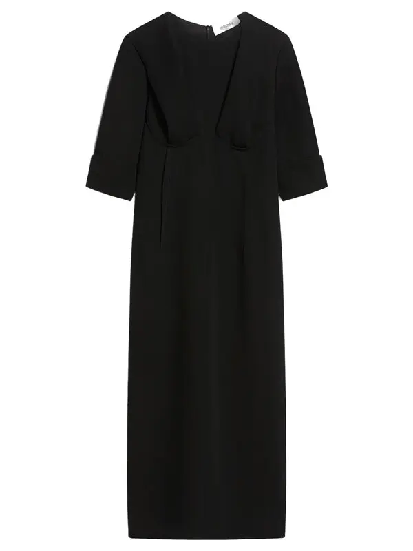Sportmax Matte Satin Midi Dress With Short Sleeves - Black