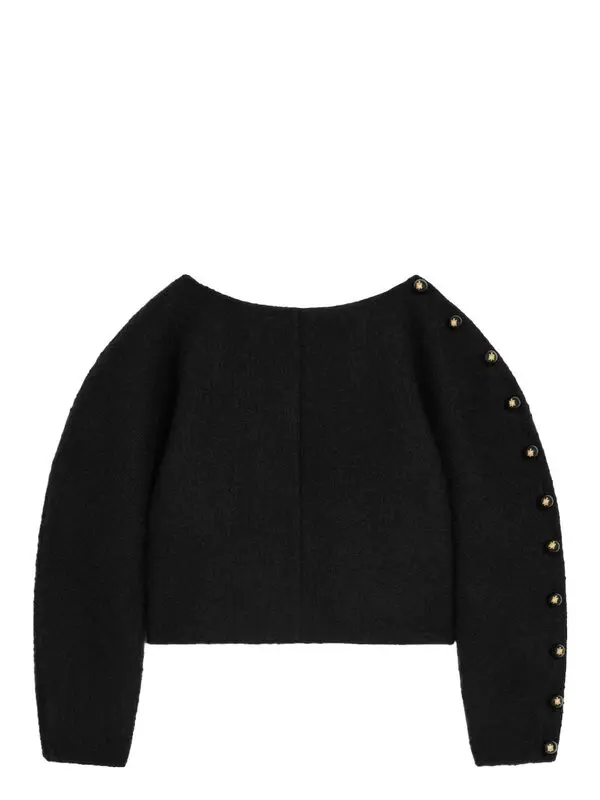Celine Boatneck Knit Top In Cashmere And Wool - Black