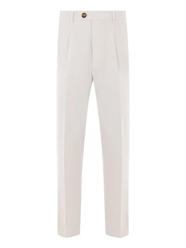 Brunello Cucinelli Leisure-fit Pleated Gabardine Trousers - White