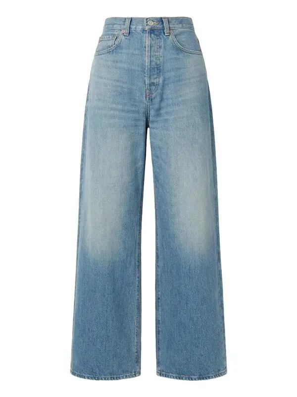 Gucci Horsebit Raw Cut Hem Wide Leg Jeans - Blue