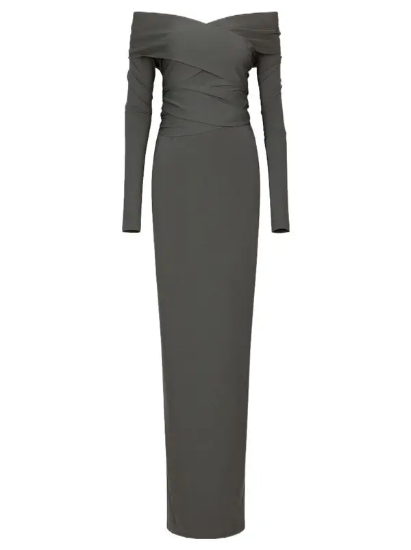 Dolce & Gabbana Long Sleeve Off-shoulder Milano Rib Dress - Black