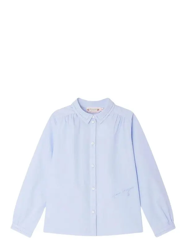Bonpoint Amour Toujours" Embroidered Blouse - Blue