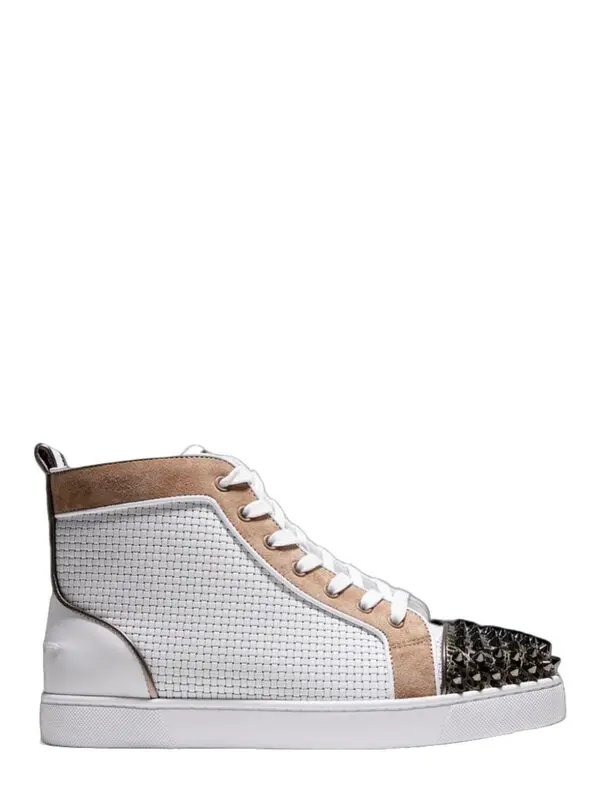 CHRISTIAN LOUBOUTIN Lou Spikes Leather High Top Sneakers - White