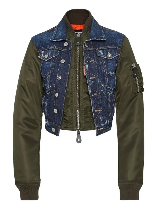 Dsquared2 Dark Aviator Hybrid Jean Jacket - Blue