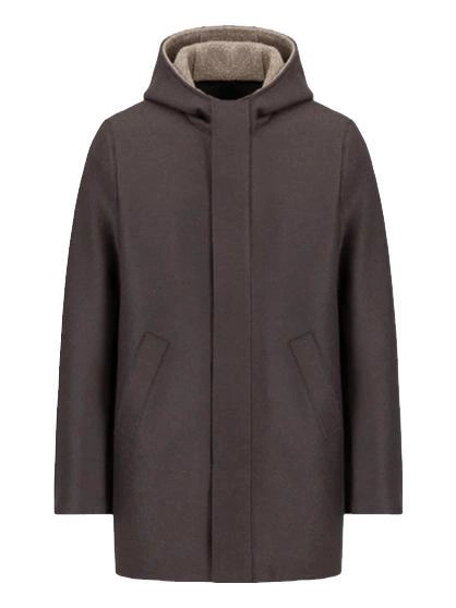 Harris Wharf London Hooded Funnel-neck Coat - Graphite
