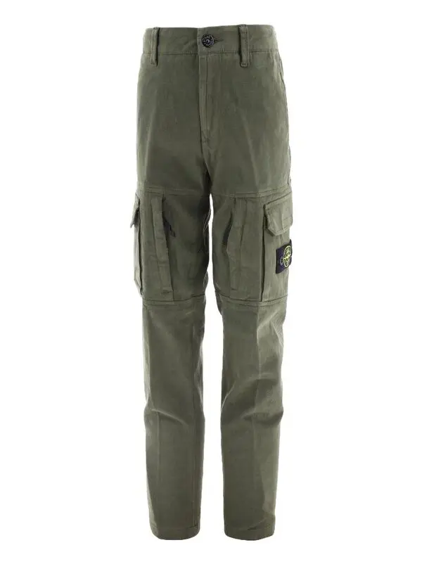 Stone Island Logo Straight Casual Pants - Olive Green