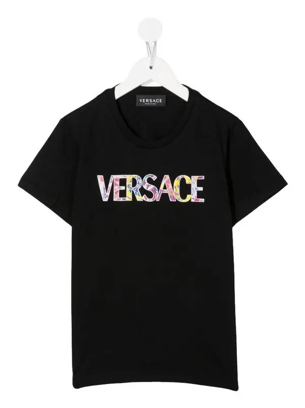 Versace Logo Print Cotton T-shirt - Black