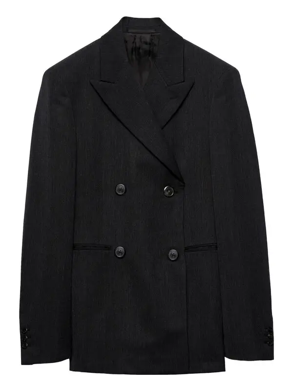 Prada Double-breasted Gabardine Jacket - Dark Gray