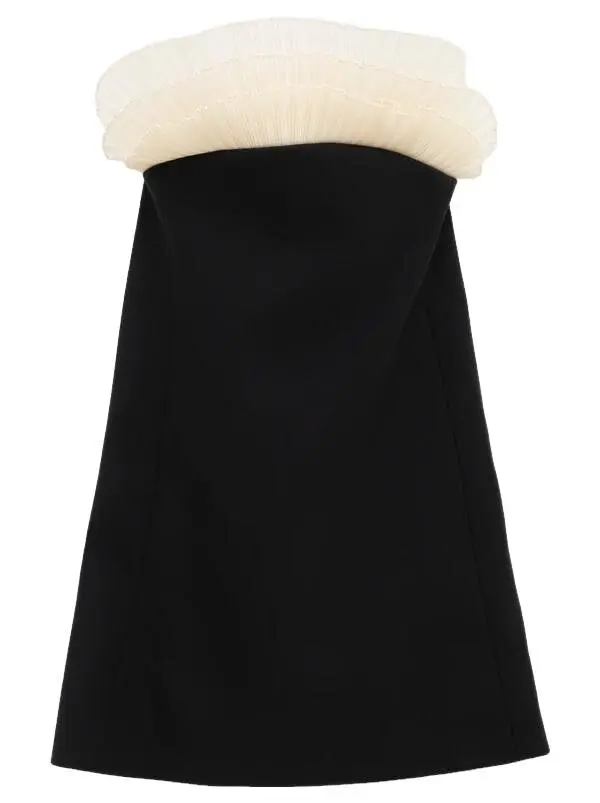 Celine Wool Piqu Bustier Mini Dress - Black