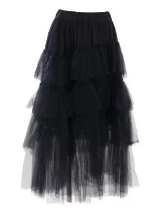 Simone Rocha Tulle Tiered Maxi Skirt - Black