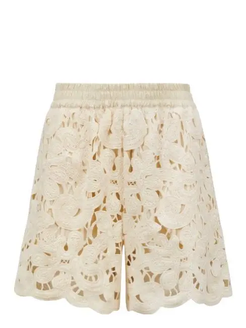 Moncler Floral Macramé Shorts - White Ivory