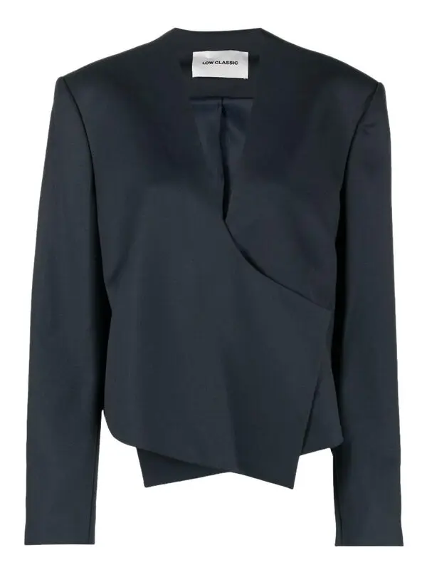 LOW CLASSIC Asymmetrical Layered Cropped Blazer - Black