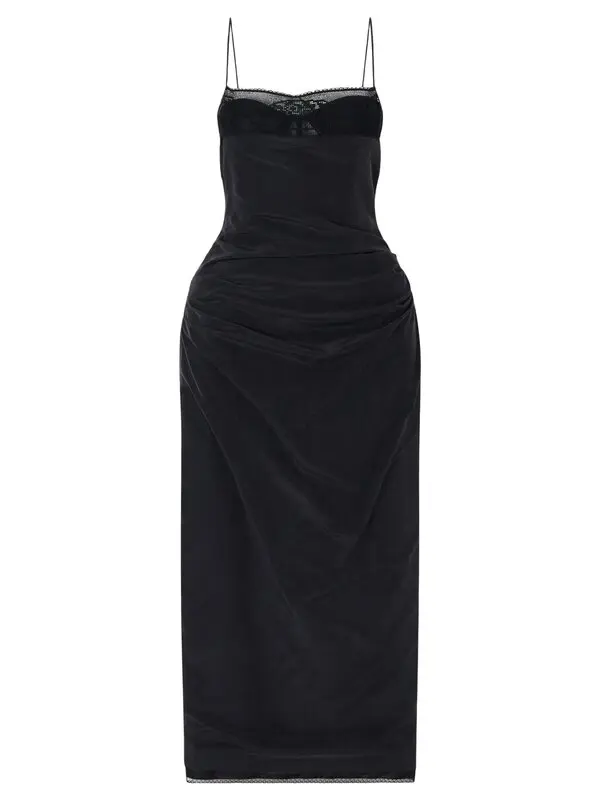 Magda Butrym Lace-trim Silk Satin Corset Midi Dress - Black