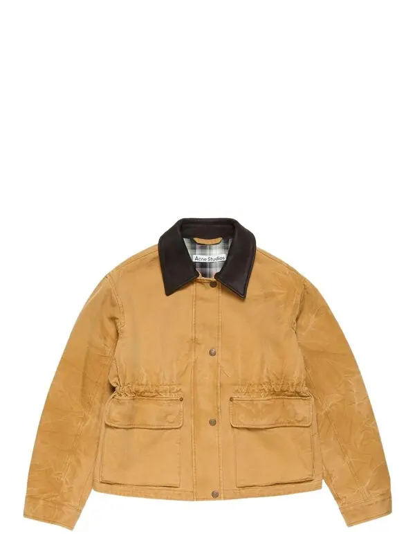 Acne Studios Long-sleeved Jacket With Leather Collar And Drawstring Detail - Yellow