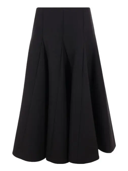 Valentino Garavani Crepe Couture Flared Midi Skirt - Black