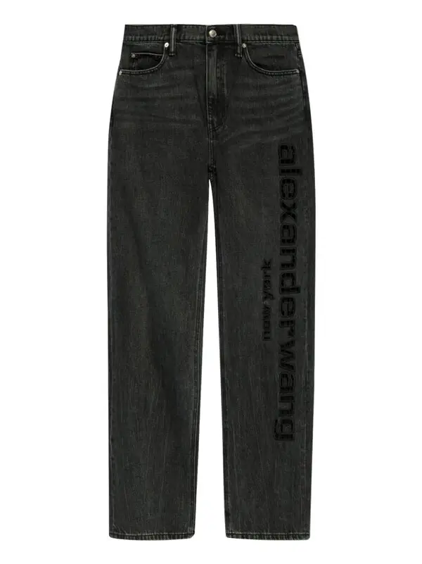 Alexander Wang Logo Embroidered Straight Leg Jeans - Black