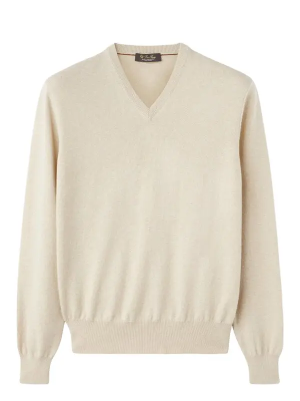 Loro Piana Cashmere V-neck Sweater - Natural Color