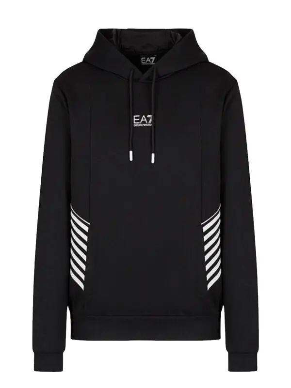 EA7 Logo Hooded Sweater - Black